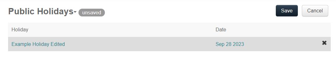 Adding Public Holidays for your organisation – Risk Management