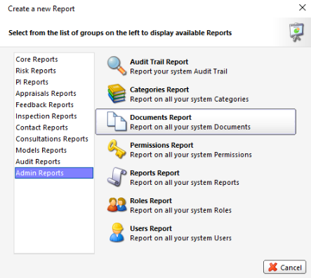 Accessing and navigating Report Central – Risk Management
