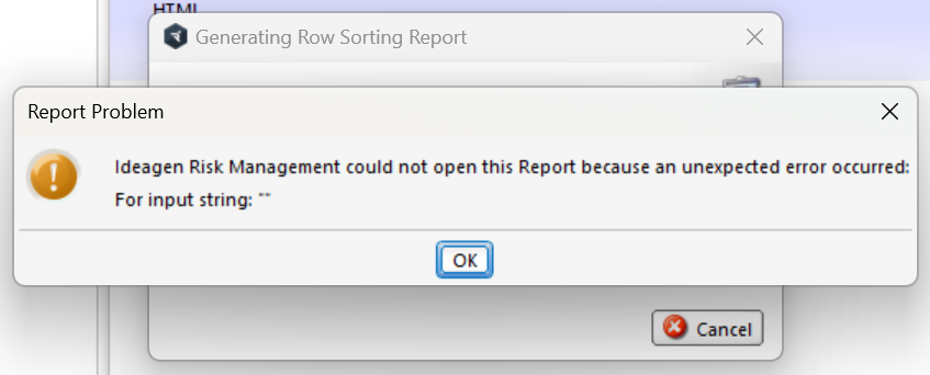 Troubleshooting Reports Error Unexpected Error Occurred For Input String Risk Management 