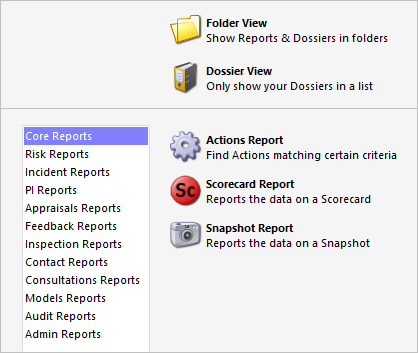 Accessing and navigating Report Central – Risk Management